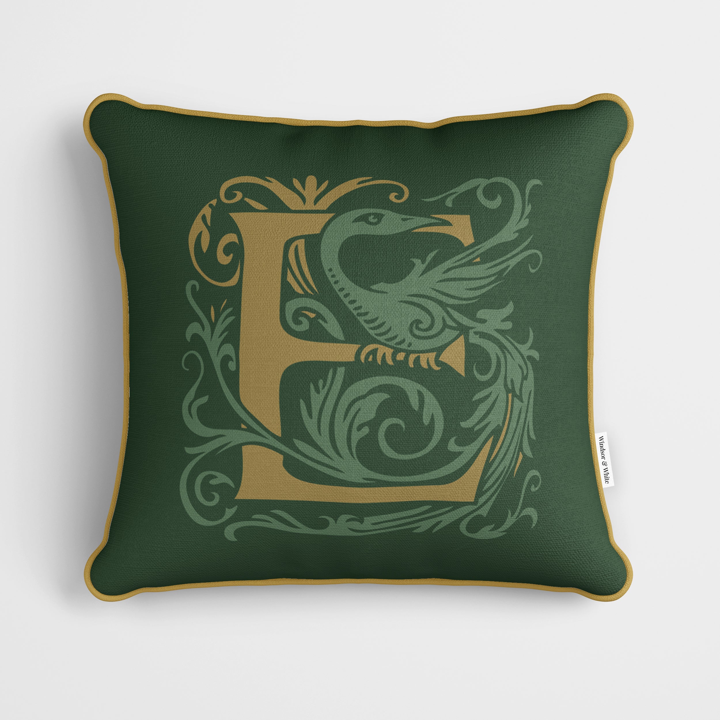 William Morris Christmas Monogram Cushion Red, Green & Gold - Windsor ...