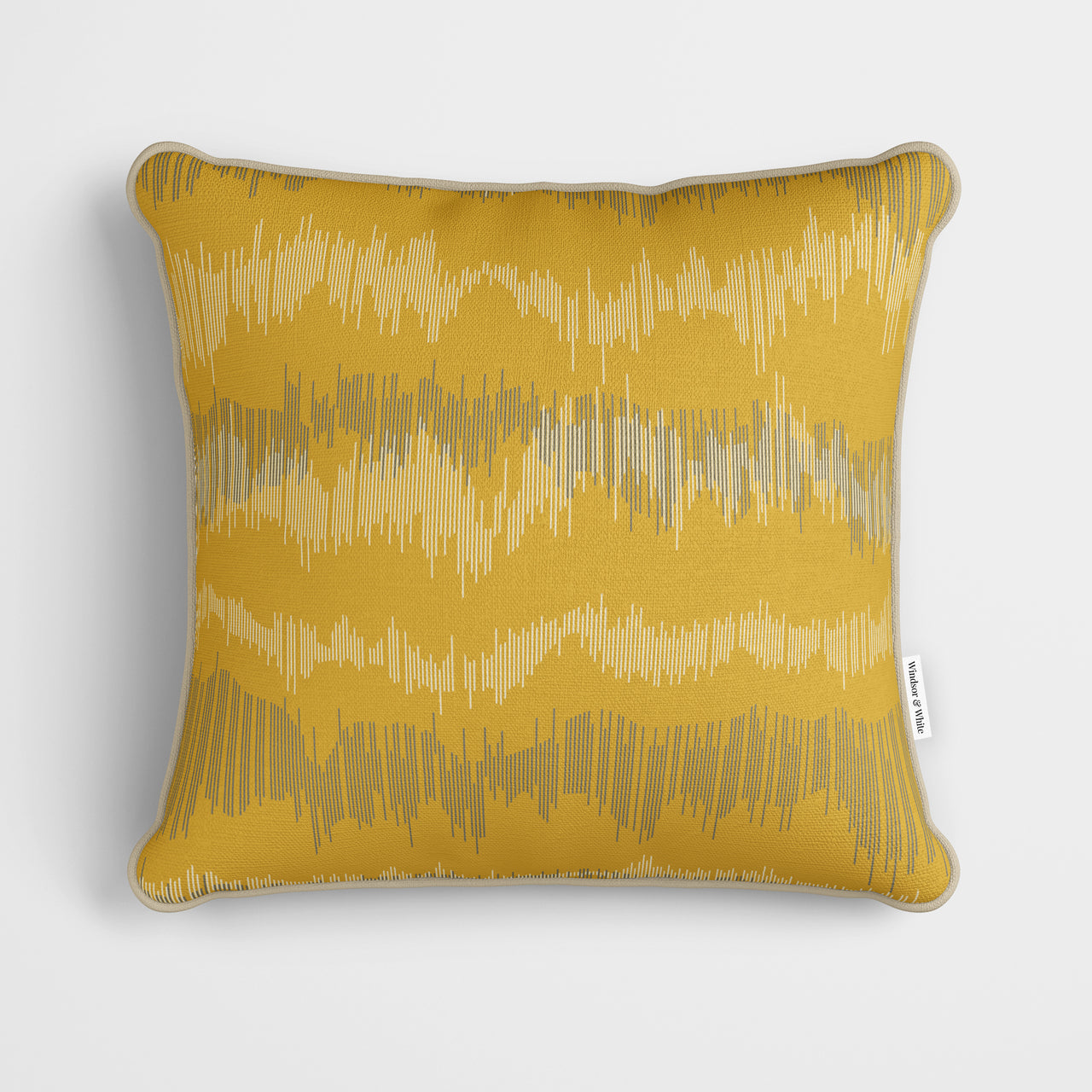 Yellow Texture Lines Cushion - Windsor & White